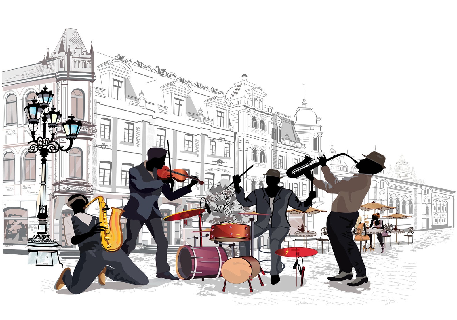 Street Music Wallpaper / Straat Muziek Behang / Street Music | Etsy