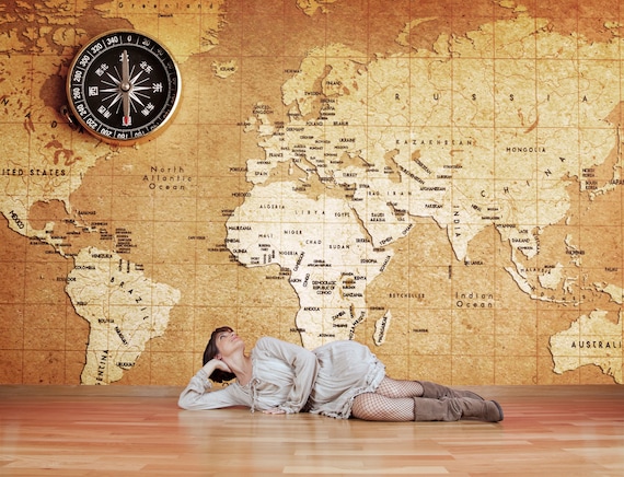 Antique World Map Wallpaper