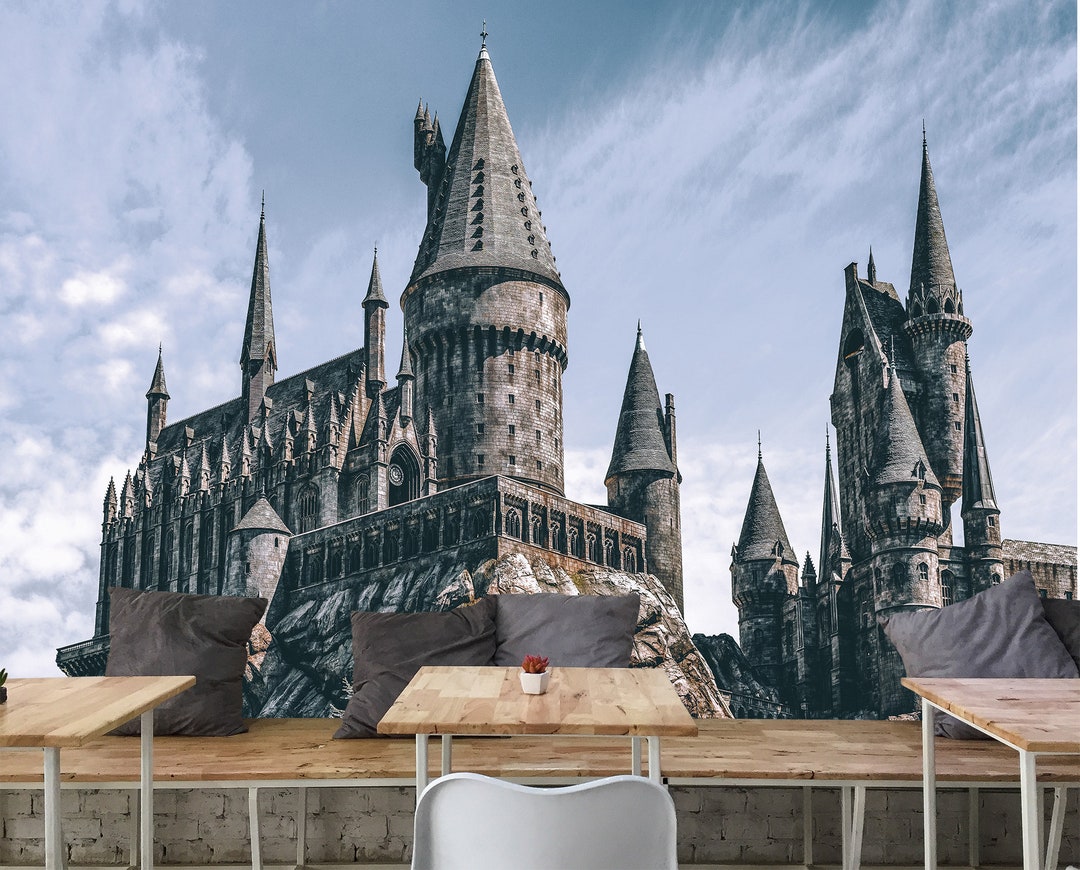 Wizard School Wallpaper Mural / Wizard Castle Wallpaper / Wizarding ...