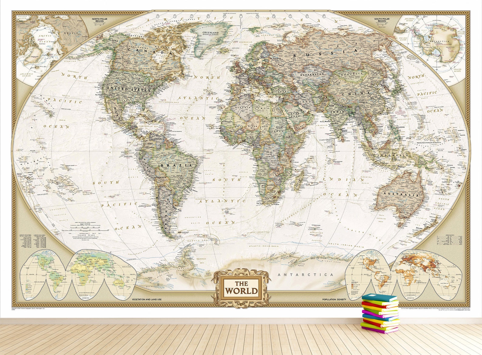 Decorative World Map Wallpaper / Decoratieve Wereldkaart Behang ...