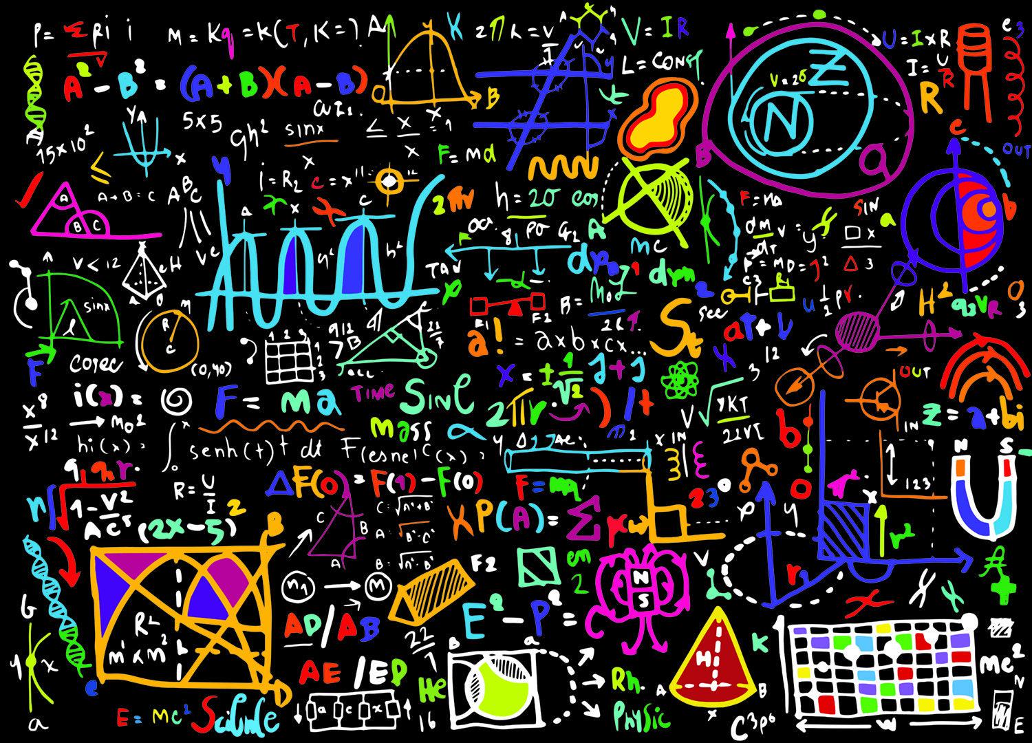 Colorful Physics Formulas Chalkboard Wallpaper – Educational Math and ...