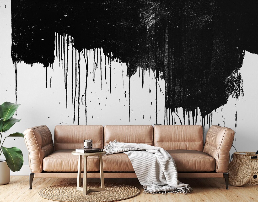 Dripping Ink Abstract Art Wallpaper Mural - Bold and Dramatic Wall ...