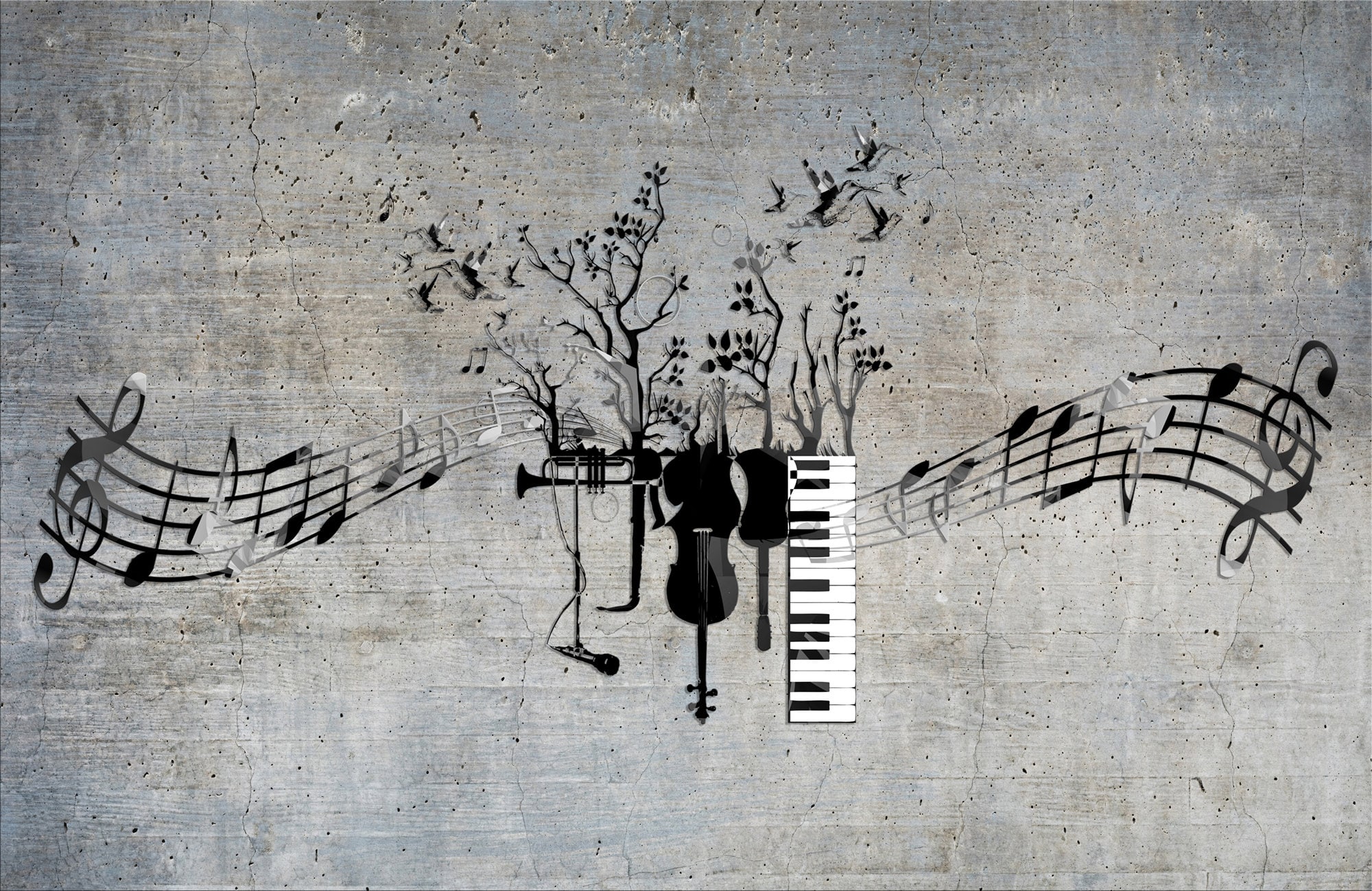 Music Room Decoration Wallpaper Mural / Music Art Wallpaper / | Etsy