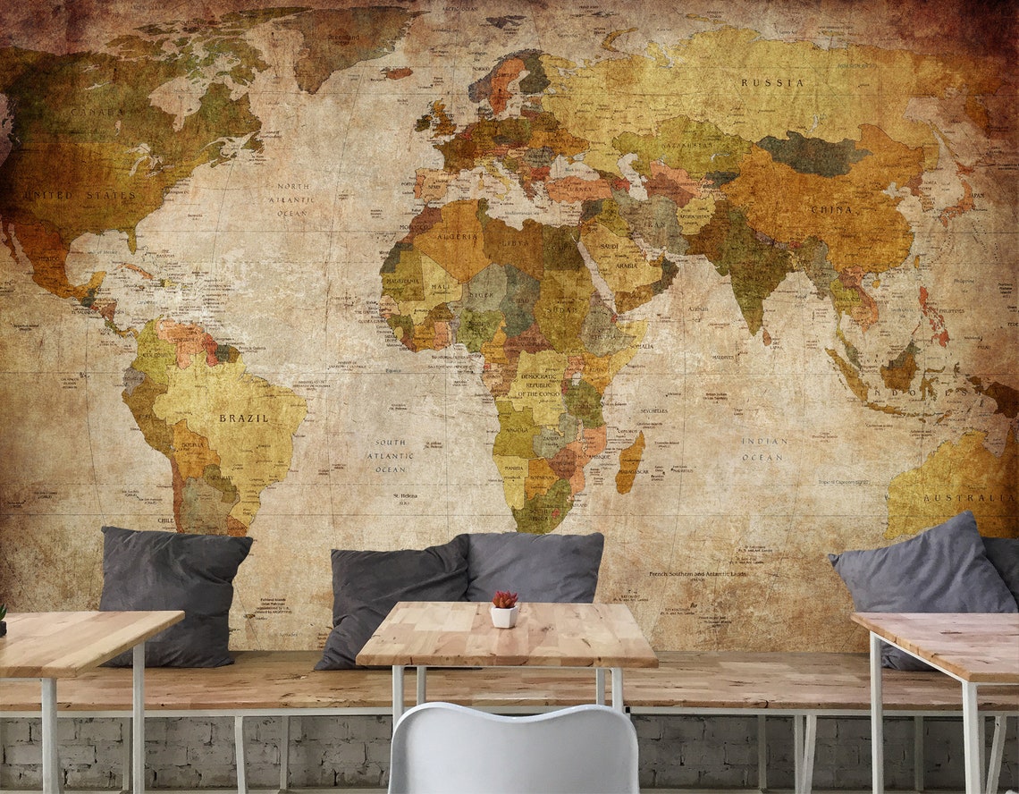 Stylish World Map Wallpaper / Stijlvolle Wereldkaart Behang / Stilvolle ...