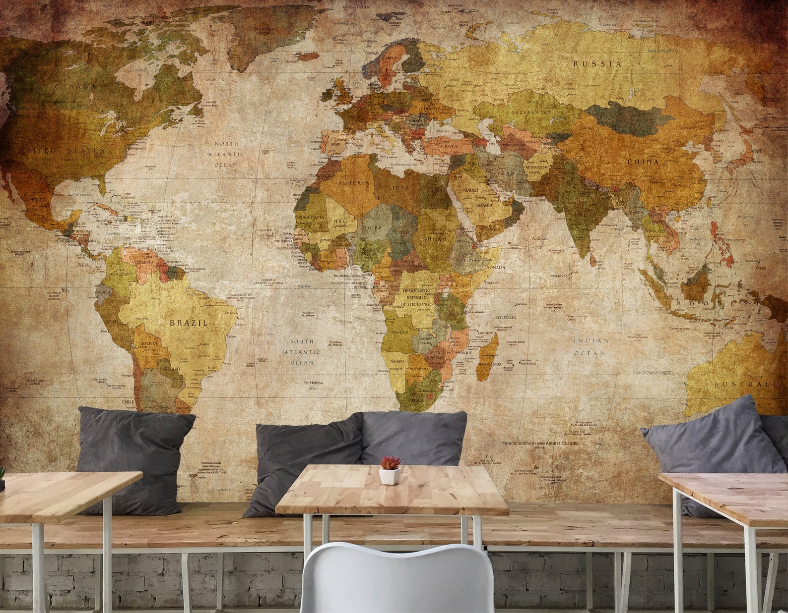 Stylish World Map Wallpaper / Stijlvolle Wereldkaart Behang / Stilvolle ...