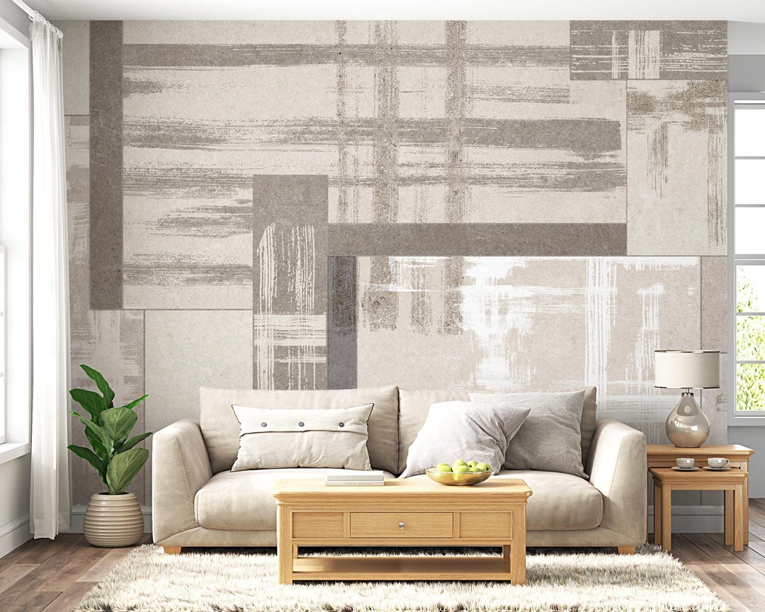 Subtle Grid Abstract Art Wallpaper Mural - Minimalist and Modern Wall ...