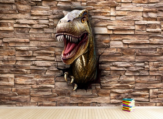 Dinosaur Wallpaper Mural / Dinosaur 3D Wallpaper / Dinosaur | Etsy