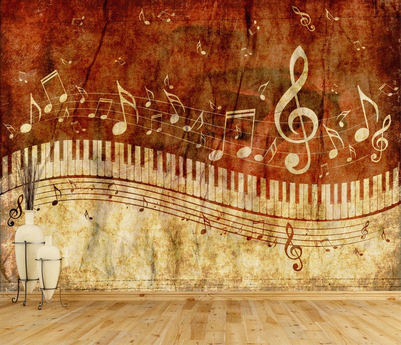 Music Notes Decoration Wallpaper Mural / Musical Art Wallpaper / Music ...