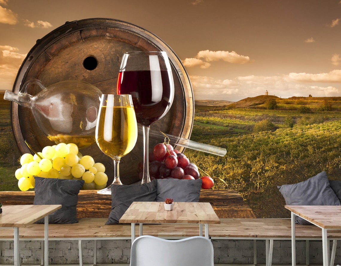 Wine Photo Wallpaper / Wijn Fotobehang / Wein Fototapete / | Etsy