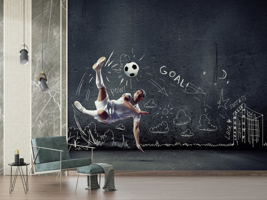 Victory Kick: Football Soccer Player Wallpaper Mural | Sports Athlete ...