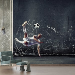 Victory Kick: Football Soccer Player Wallpaper Mural | Sports Athlete ...