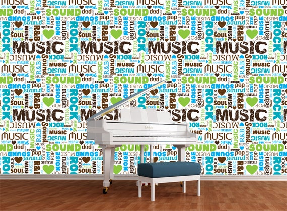Music Terms Wallpaper Mural / Typography of Music Wallpaper / - Etsy