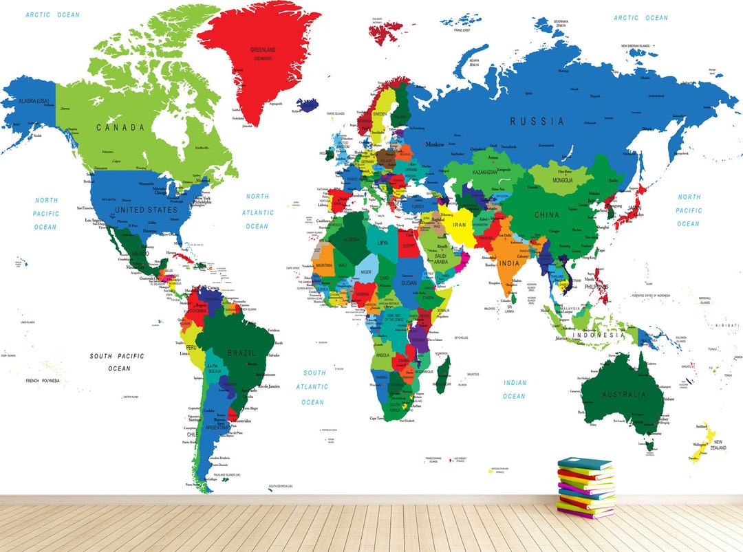 World Map Wallpaper for Offices / Wereldkaart Behang Voor Kantoren ...
