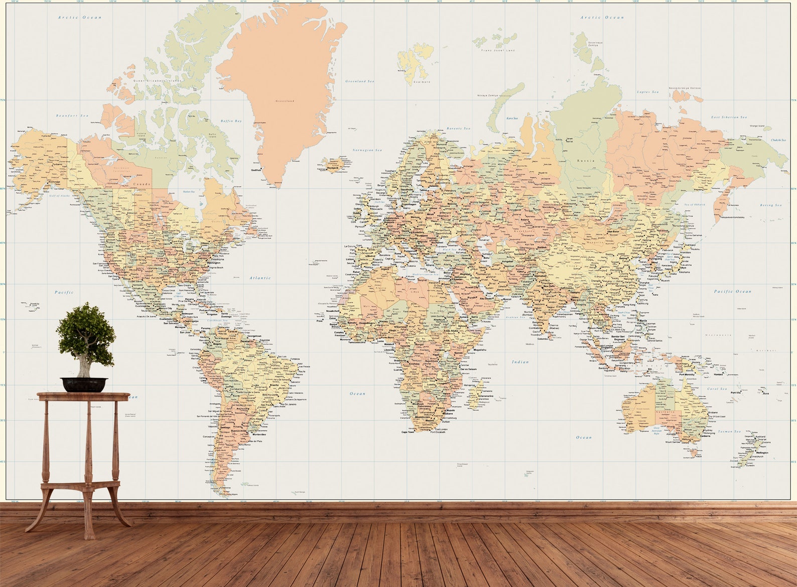 World Tour World Map Wallpaper / Wereld Tour Wereldkaart - Etsy