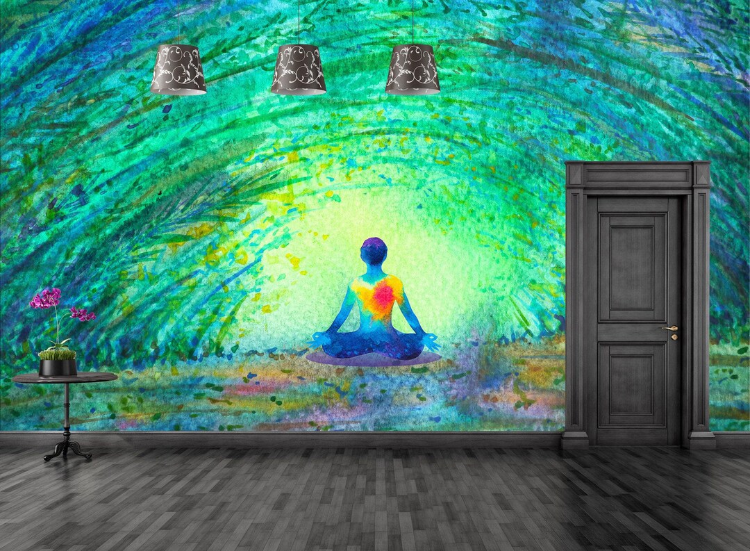 Meditation Yoga Wallpaper Mural, Spiritual Abstract Wall Decor, for ...