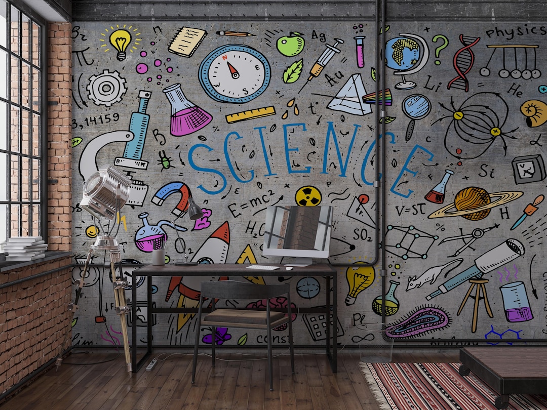 Colorful Science Wallpaper Mural - Educational Wall Decor for Classroom ...