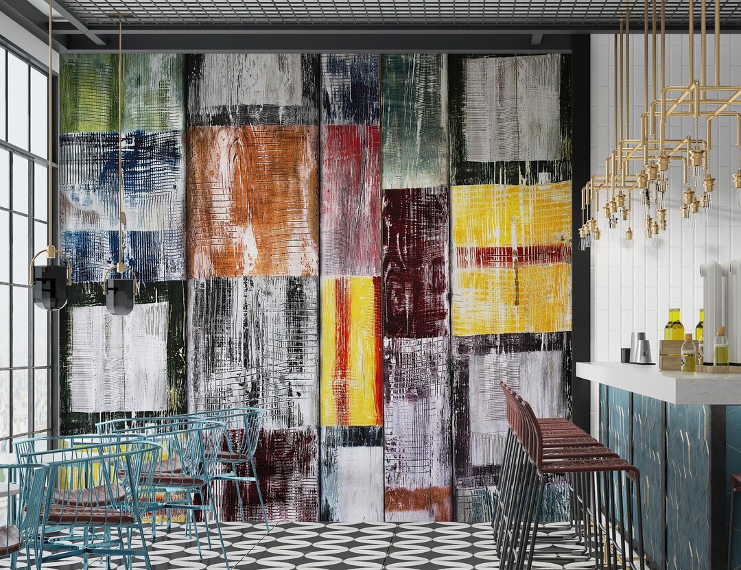 Textured Blocks Abstract Art Wallpaper Mural - Modern and Geometric ...