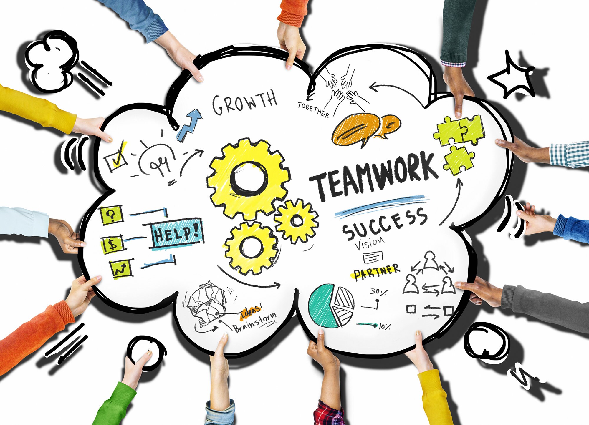 Teamwork Concept Wallpaper Mural, Business Strategy Illustration Wall ...