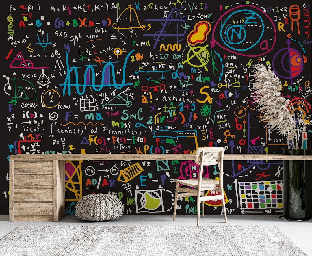 Colorful Physics Formulas Chalkboard Wallpaper – Educational Math and ...