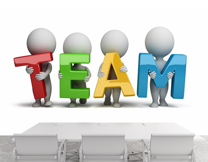 Teamwork Typography Wallpaper Mural, Business Motivation Illustration ...