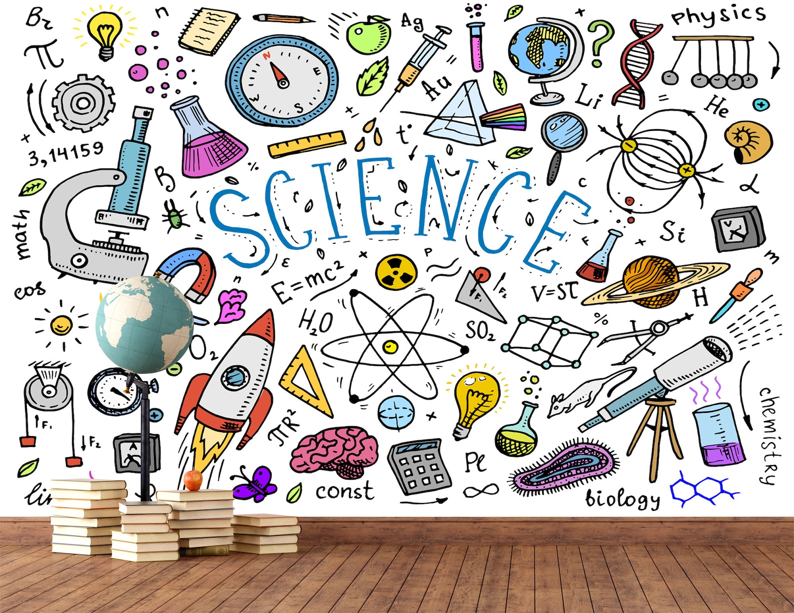 Science Figures Wallpaper Mural / School Science Room - Etsy