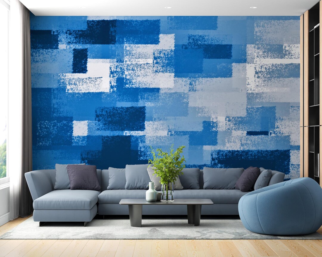 Shades of Blue Abstract Art Wallpaper Mural - Serene & Contemporary ...