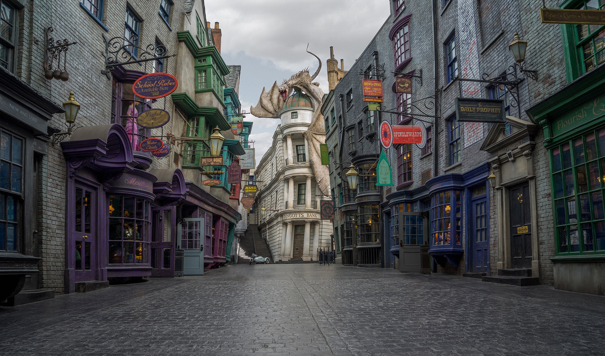 Wizard World Wallpaper Mural, Wizarding Alley Wallpaper, Magic Street ...
