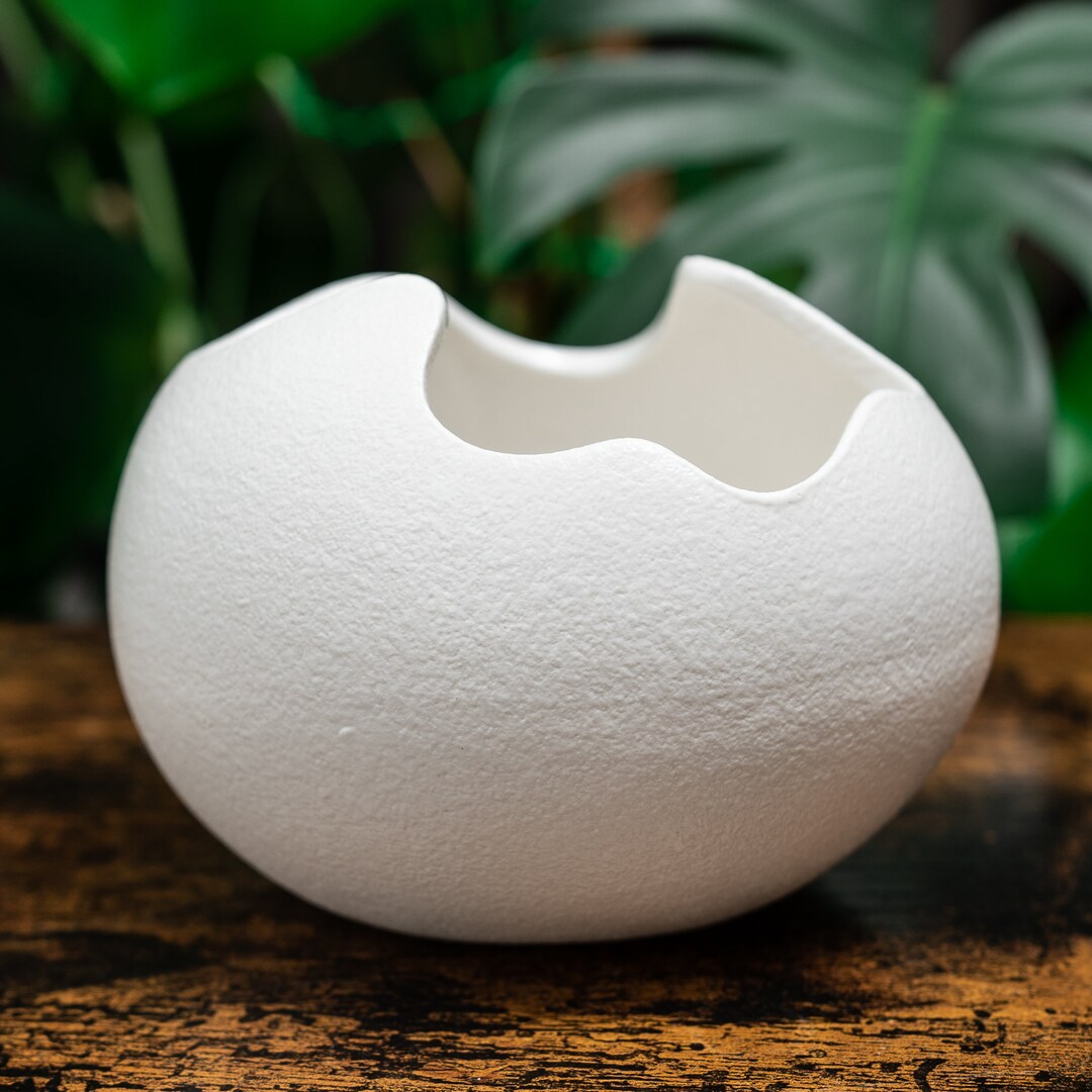 Small White Ceramic Planter Pot for Succulents With Drainage | Cracked ...