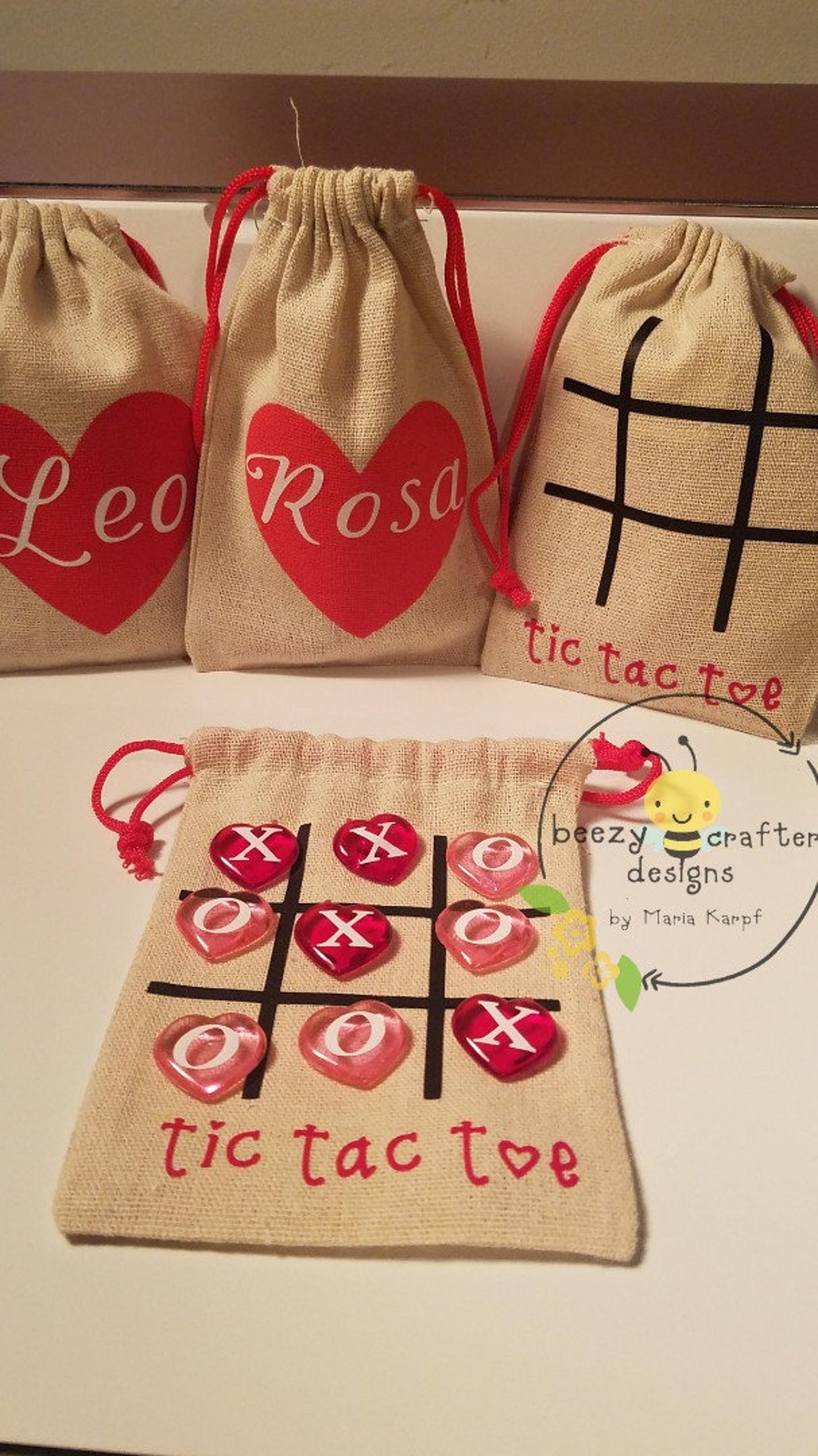 Personalized tic tac toe bag children's board games | Etsy
