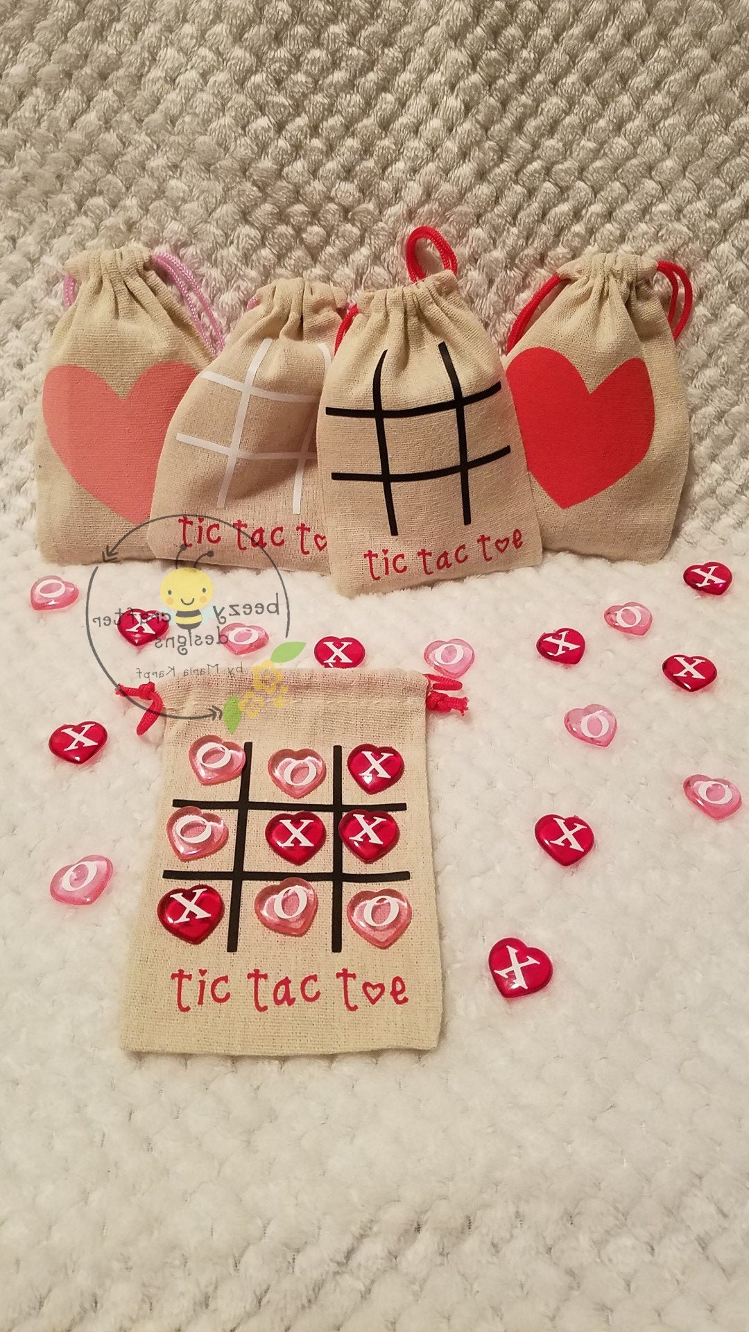 Personalized tic tac toe bag children's board games | Etsy