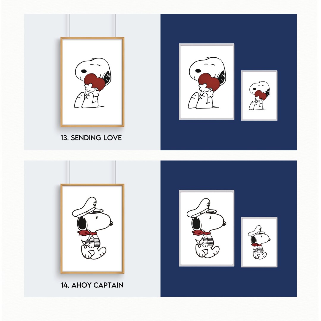 Retro Peanuts Snoopy Inspired Custom Made A4 and A5 Wall Art, Fun Decor ...