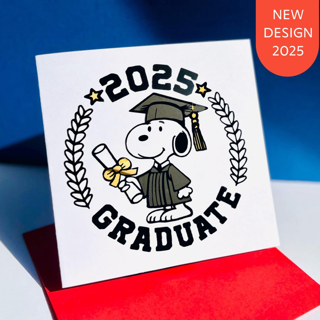 Graduation Card: Graduate 2025 - Snoopy Inspired, Handmade, Blank ...