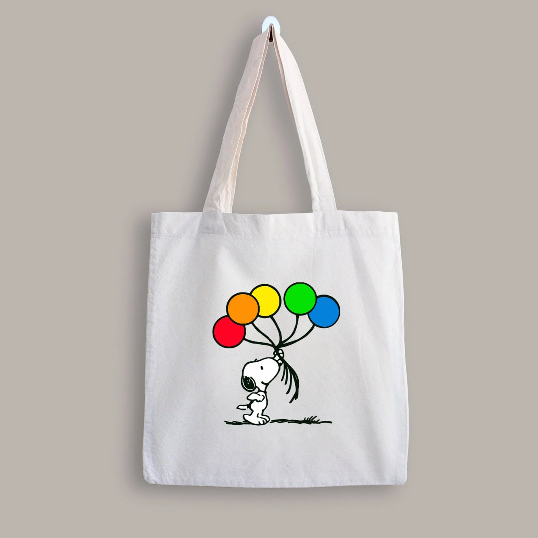 Buncha Balloons Hand Decorated Snoopy Inspired Tote Bag Perfect Gift ...