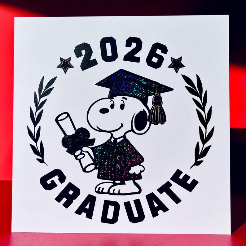 Graduation Card: Graduate 2026 - Snoopy Inspired, Handmade, Blank ...