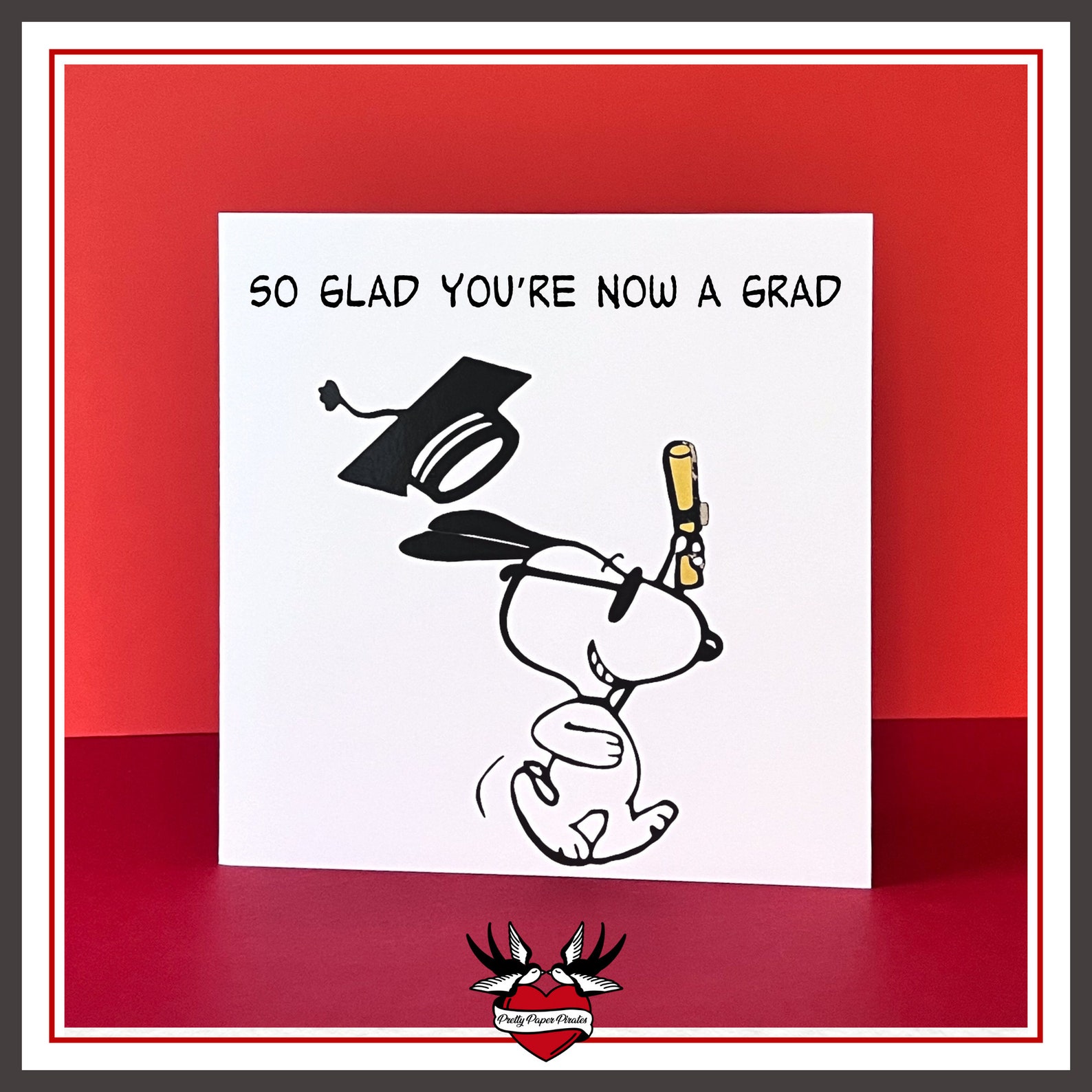 GLAD YOURE a GRAD Snoopy Inspired Graduation Card Handmade 70s Retro ...