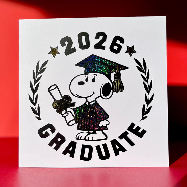Graduation Card: Graduate 2026 - Snoopy Inspired, Handmade, Blank ...
