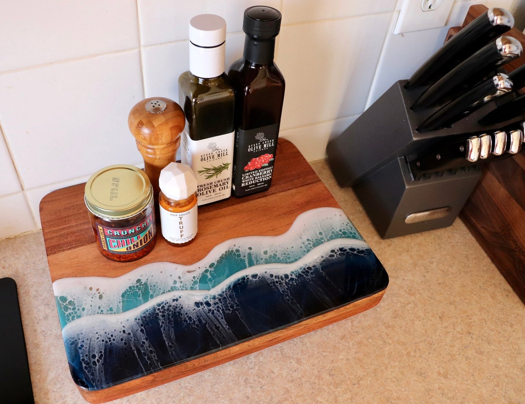 Cape Cod Acacia Serving Trivet. Resin Ocean Art. Custom Charcuterie ...