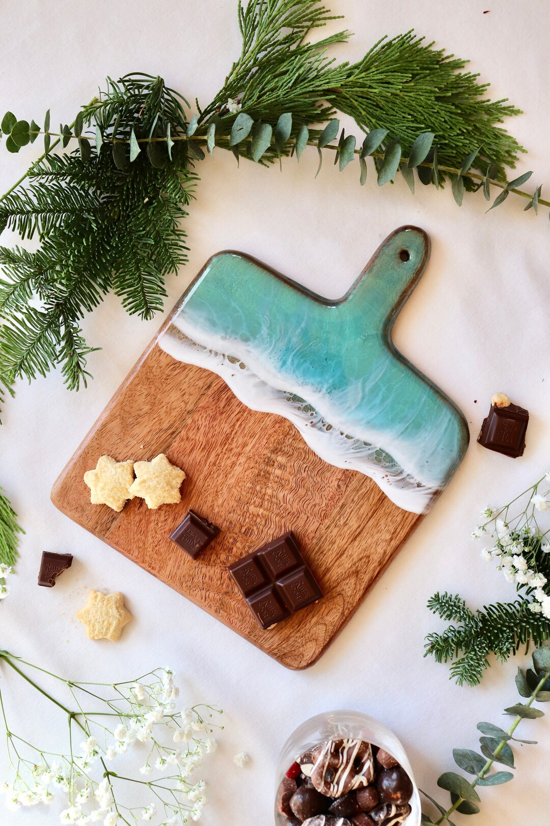 Bora Bora Mango Wood Charcuterie Board. Resin Ocean Art. - Etsy