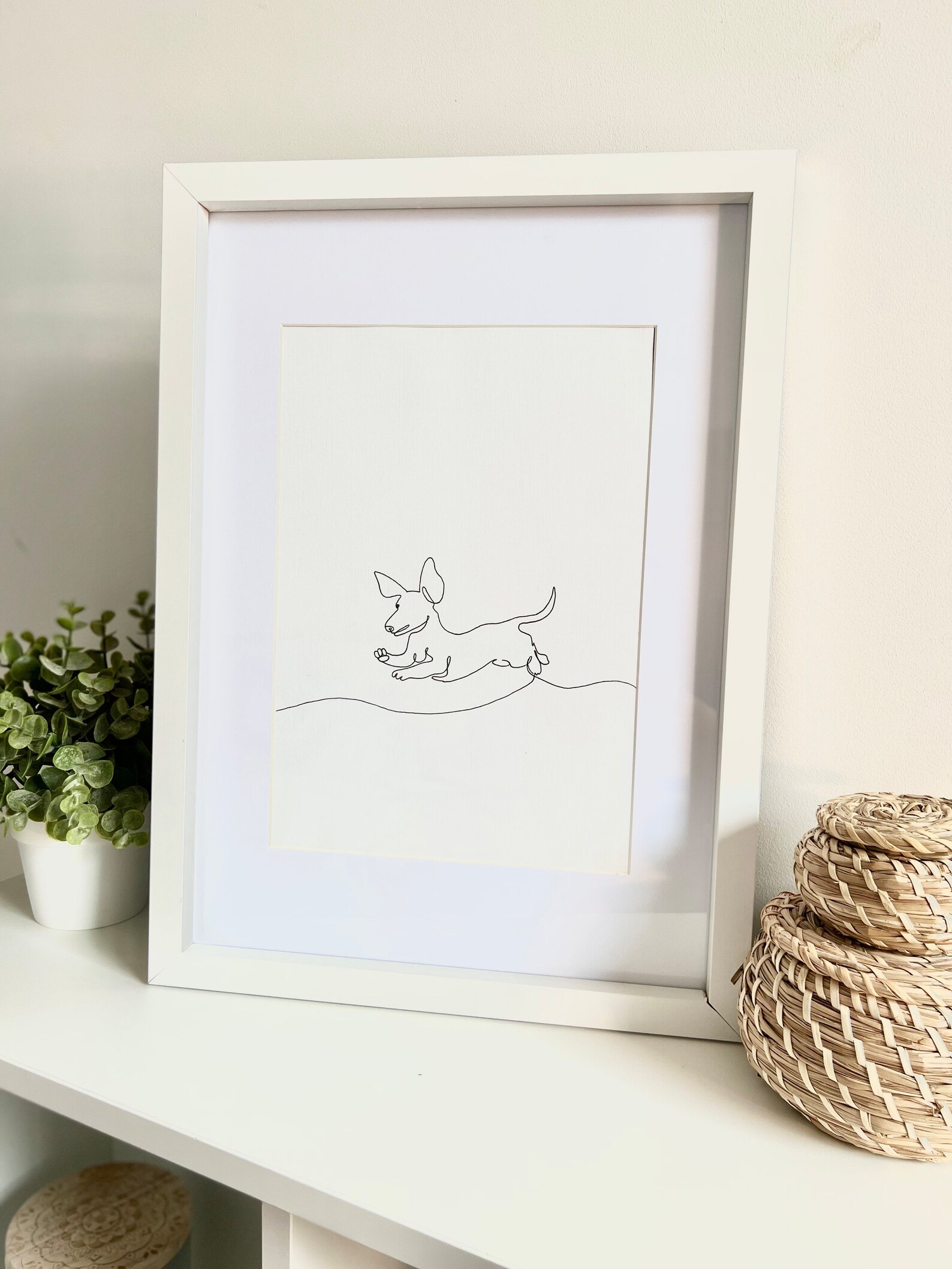 Jumping Dog Silhouette Line Drawing | Dachshund Line Art | Abstract ...