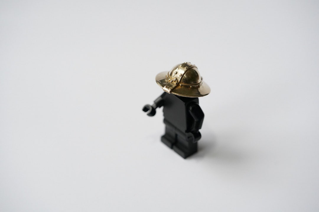 Solid Metal Bronze Minifigure Medieval Kettle Helmet - Lego Compatibile ...