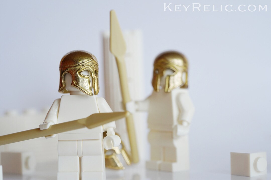Solid Metal Bronze Minifigure Ancient Corinthian Spartan Helmet - Lego ...