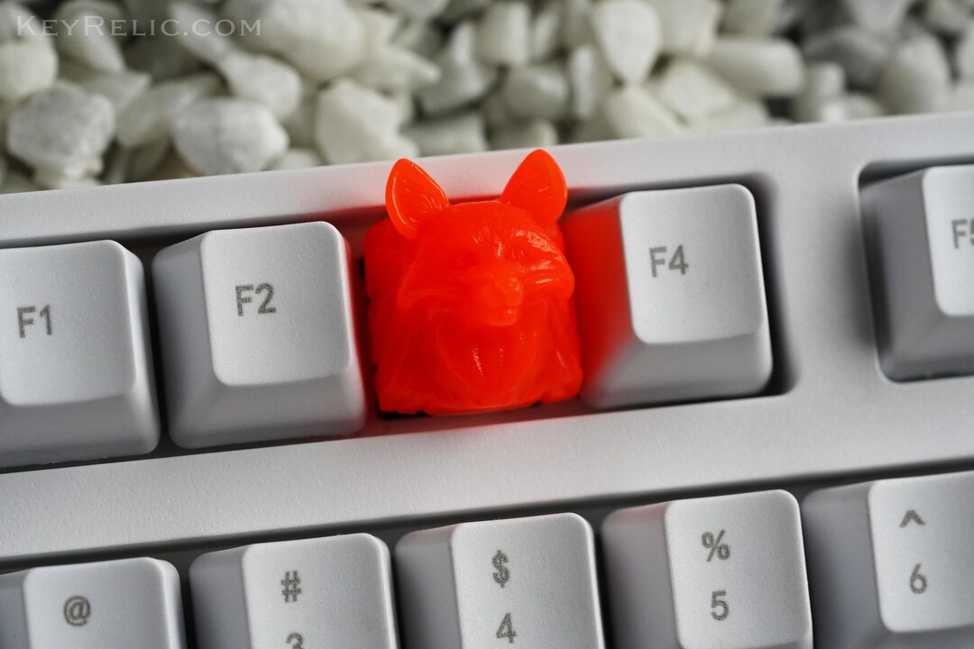 Orange Neon Fox Artisan Keycap - Keyrelic Artisan Resin Fox Keycap for ...