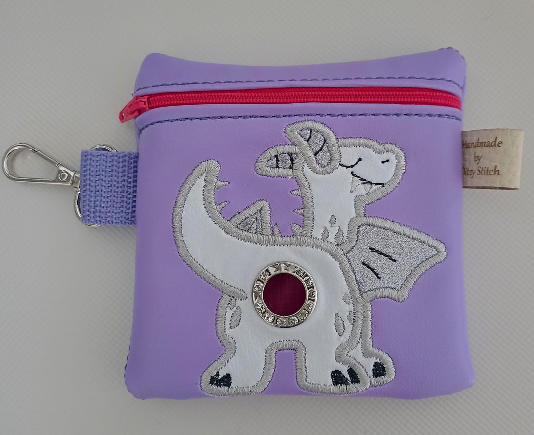 Silver Dragon Poo Bag Holder. Poo Bag Dispenser. Handmade. Embroidered ...