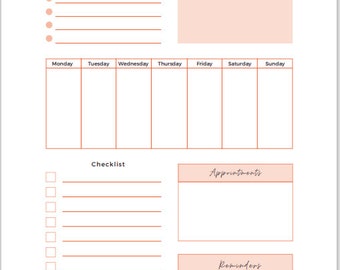 Weekly Planner Digital Download Pink - Etsy