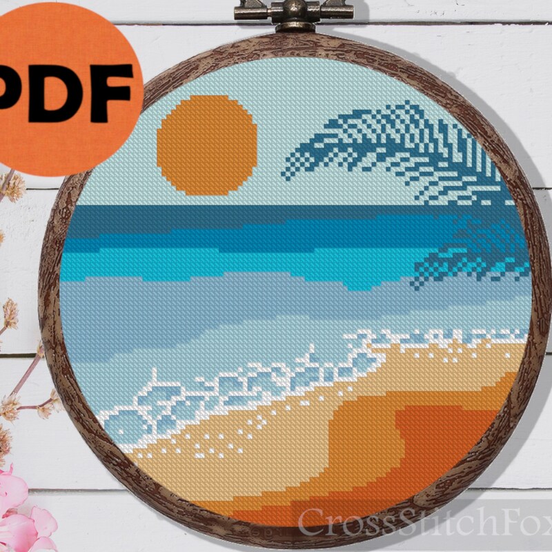 Cross Stitch Sunset - Etsy