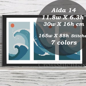 Wave Cross Stitch Pattern PDF, Great Wave Cross Stitch Pattern, Modular ...