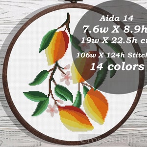 Lemon Tree Branches Cross Stitch Pattern PDF, Plant Cross Stitch ...