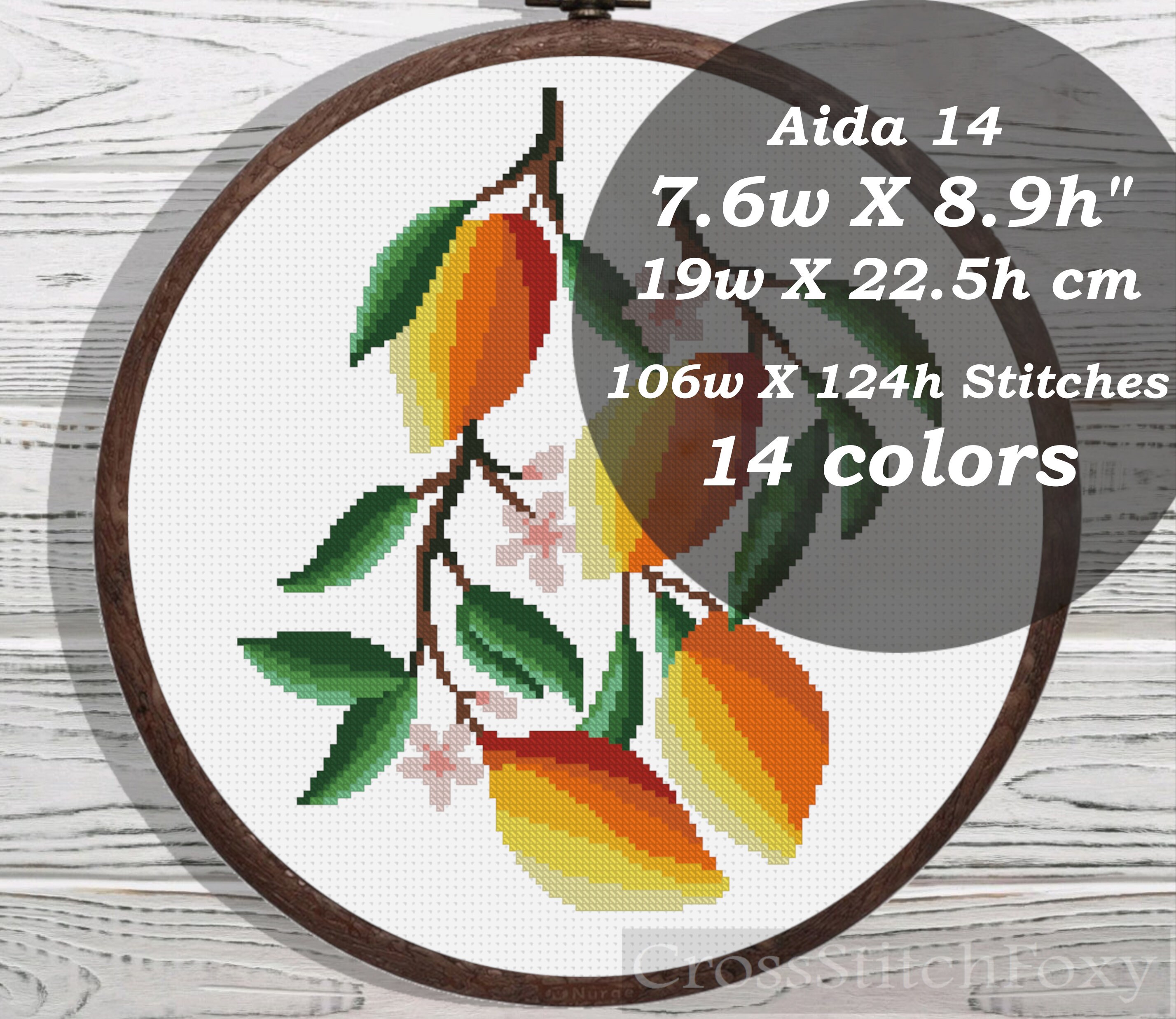 Lemon Tree Branches Cross Stitch Pattern PDF Plant Cross - Etsy