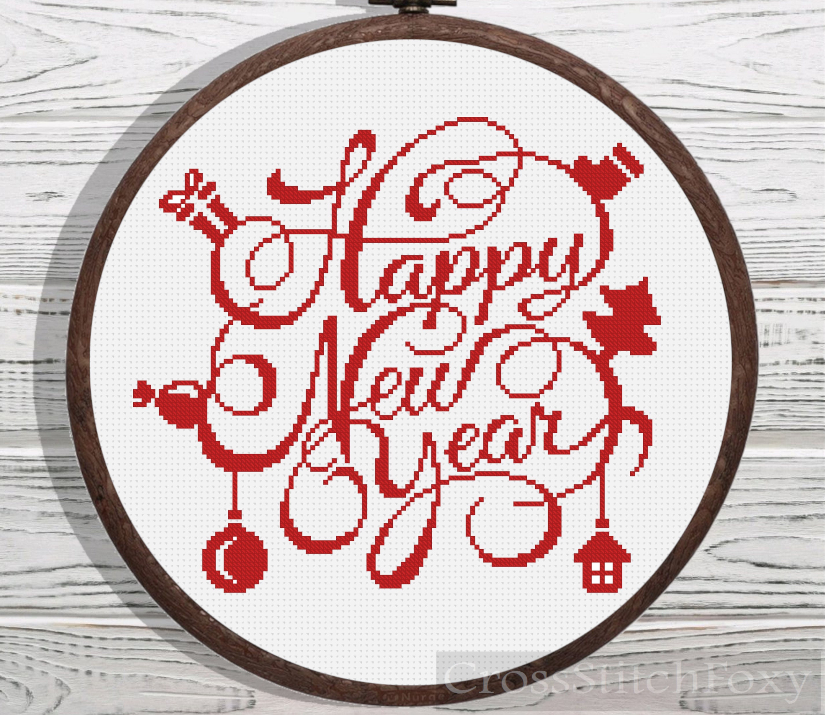Happy New Year Lettering Cross Stitch Pattern PDF Easy Cross - Etsy