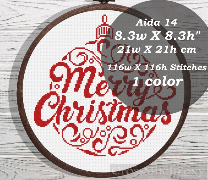 Merry Christmas Lettering Bauble Cross Stitch Pattern (PDF Download) - Etsy